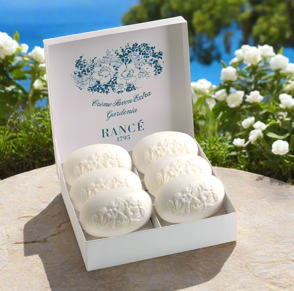 Rancé 1795, "Gardenia" Luxury Set of 6 French Perfumed Soaps, 100 g ...