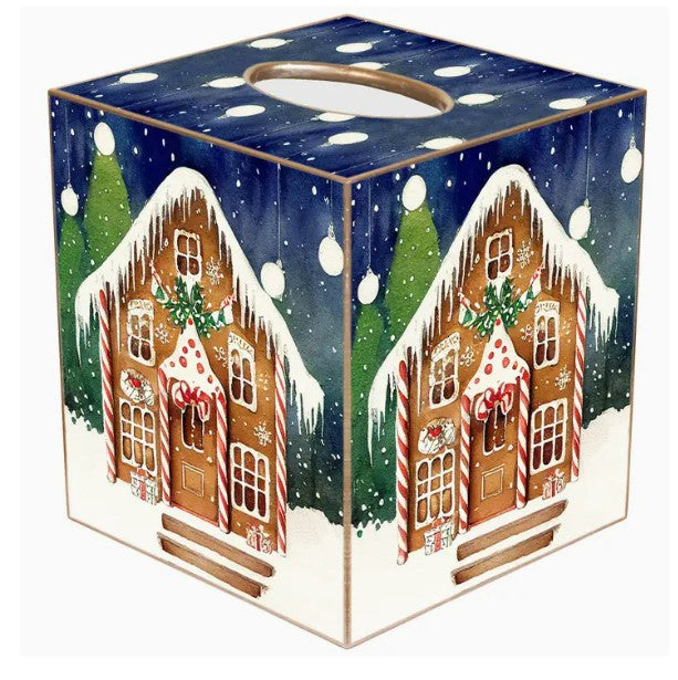 Marye-Kelley, Snowy Gingerbread House Holiday Cubed Tissue Box Cover ...