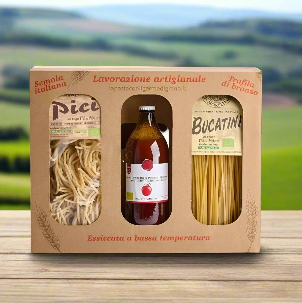 Morelli Pasta Trio of Organic Italian Pasta and Sauce Gourmet Gift Box ...