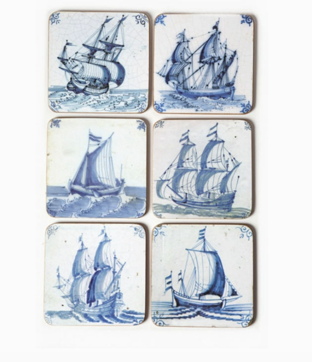 Rijksmuseum, Set of 6 Delft Blue 17th Century Dutch Ships Coasters – Au ...