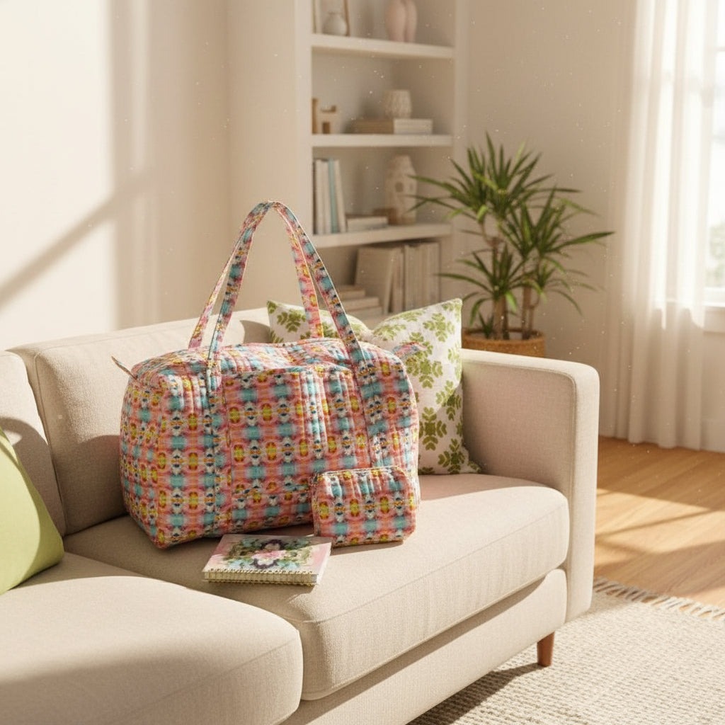 Laura Park Design, Sumner Pink Weekender Cotton Duffle Bag – Au Bon ...