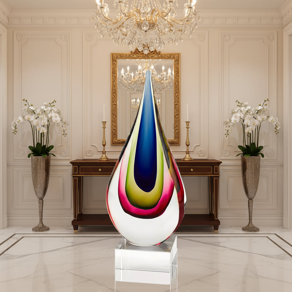 Badash Décor, European Inverted Crystal Teardrop 11.5" Glass Sculpture ...