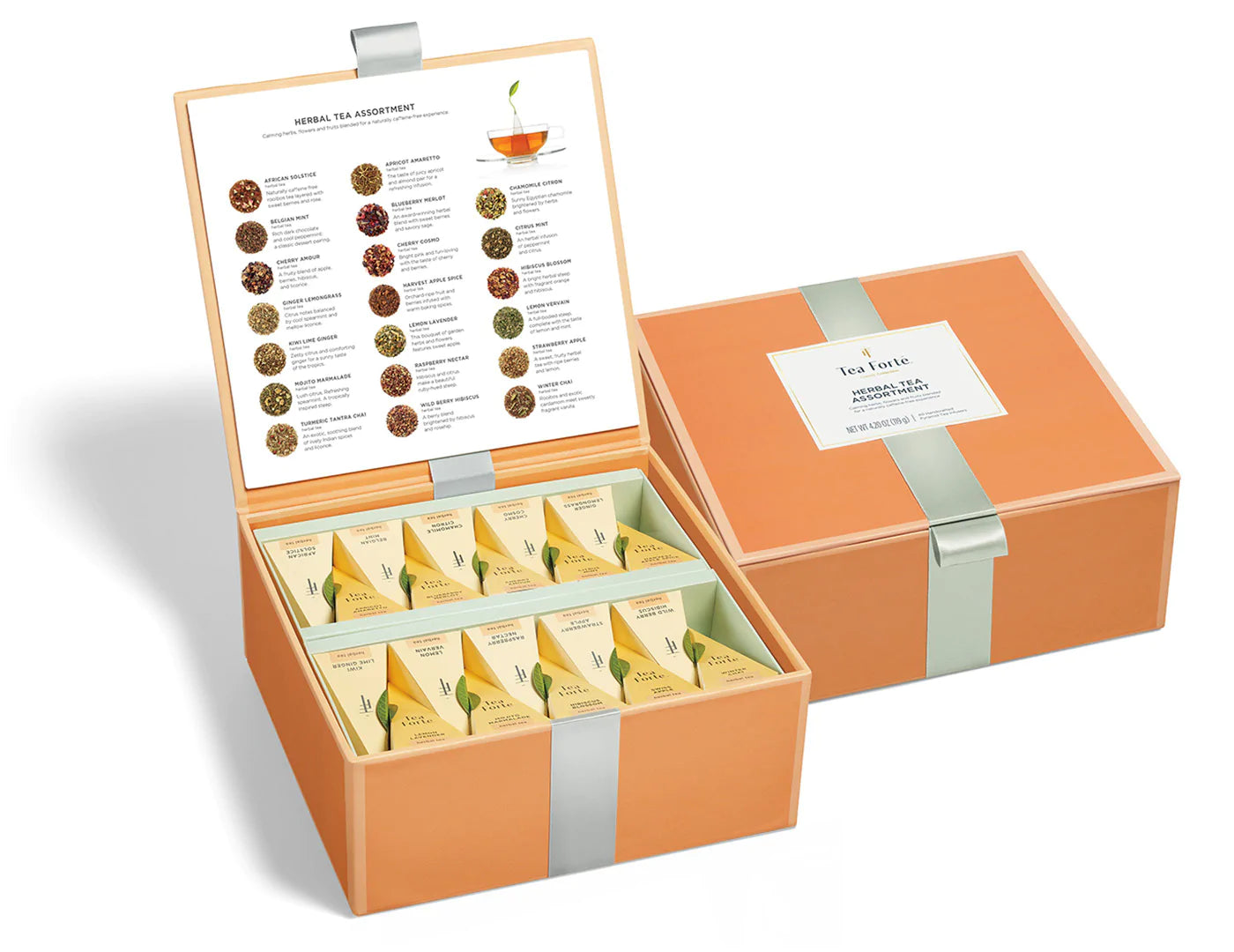 Tea Forté, Large "Assorted Herbal" Tea Chest Gift Box of 40 Tea Tastin ...