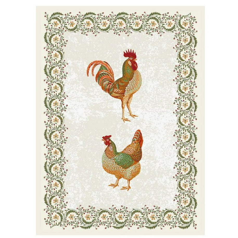 Tissus Toselli, Chanticleer (Rooster) French Kitchen/Tea Towel – Au Bon ...
