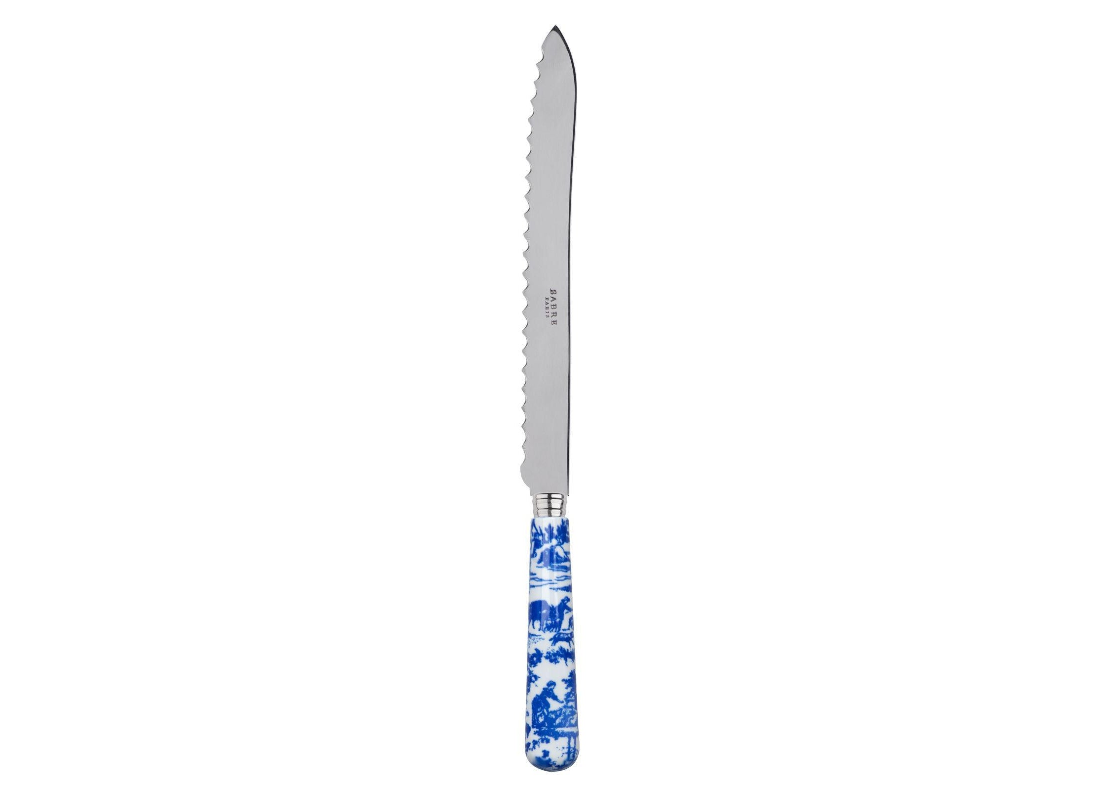 Sabre Paris, French Toile de Jouy, Blue, 11" Serrated Bread Knife – Au ...