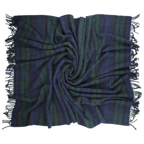 English Highland Tartan Black Watch Tweed Fluffy Throw, 59" x 72" – Au ...