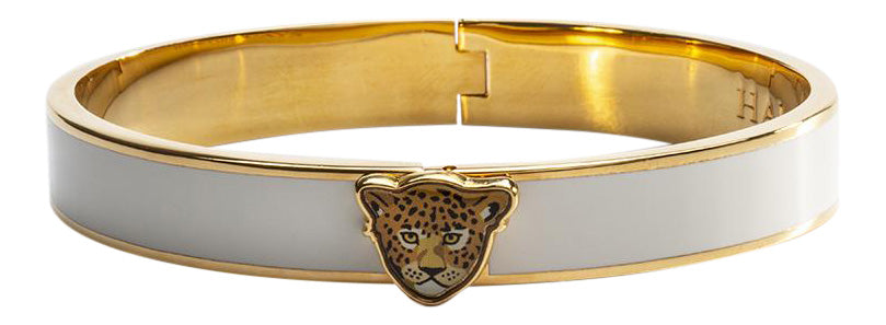 Halcyon Days, Leopard Head Cream Enamel Hinged Gold Bangle, ON SALE ...