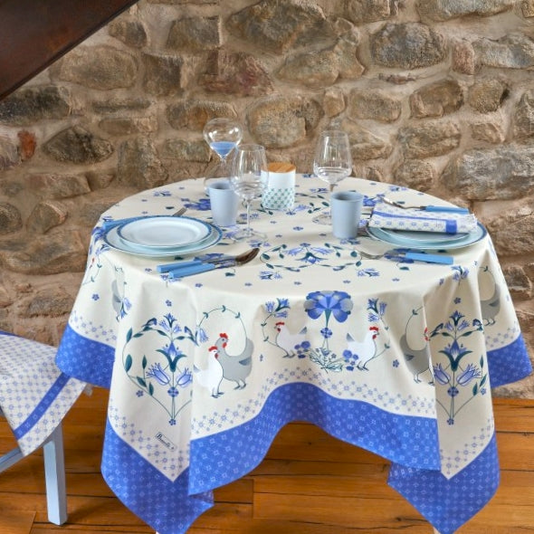 Beauvillé, Lunéville Blue French Country Luxury Tablecloth, 2 SIZES ...